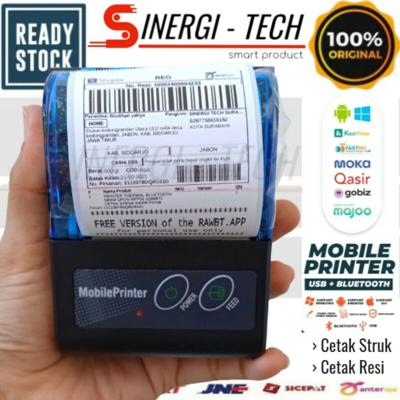 Jual PRINTER BLUETOOTH MOBILE 58MM MP-58 CETAK RESI LABEL DAN PPOB STRUK THERMAL (MINI PORTABLE ...