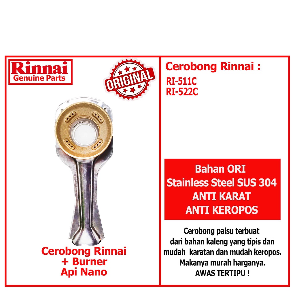 Jual Cerobong Burner Kuningan Kompor Gas Rinnai Kecil Besar Tornado ...