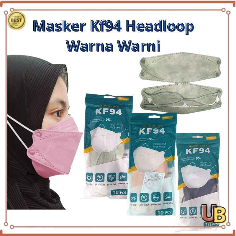 Jual Masker KF94 Hijab Headloop Premium Good Quality Masker Dewasa Isi ...