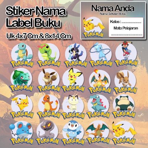 Jual Stiker Pokemon pikachu pikacu Karakter Lucu Custom Lebel Nama ...