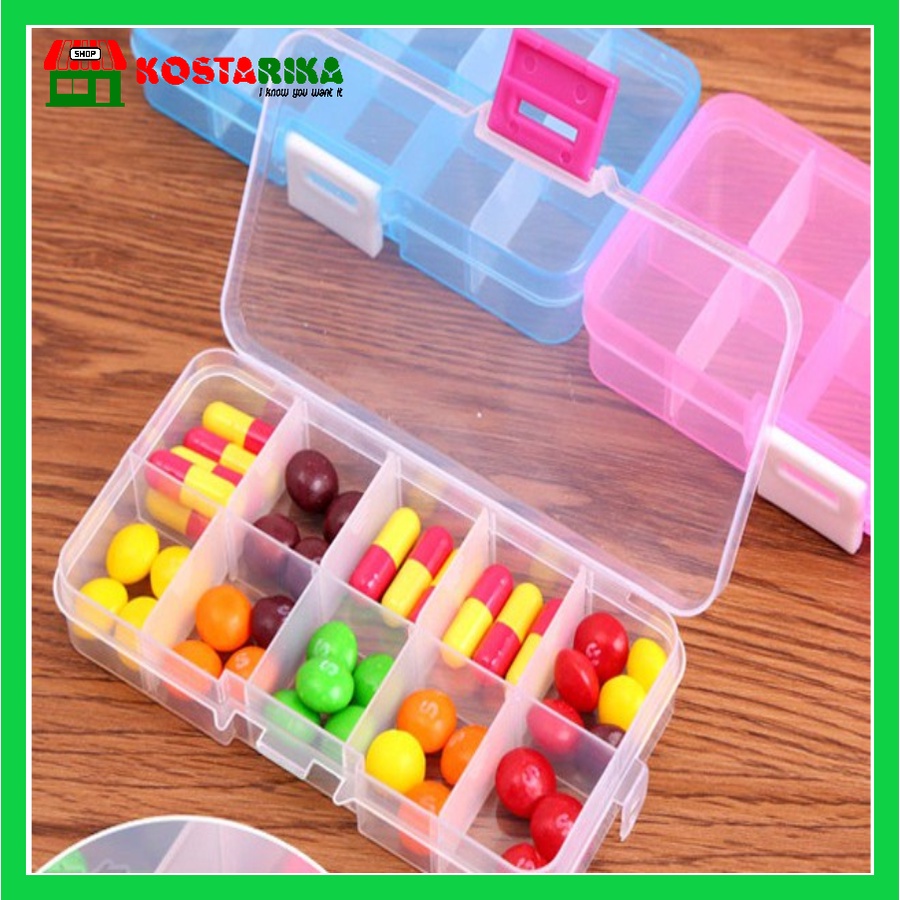 Jual Kotak Obat 10 Sekat Atau Kotak Perhiasan Atau Storage Box 10 Grid ...