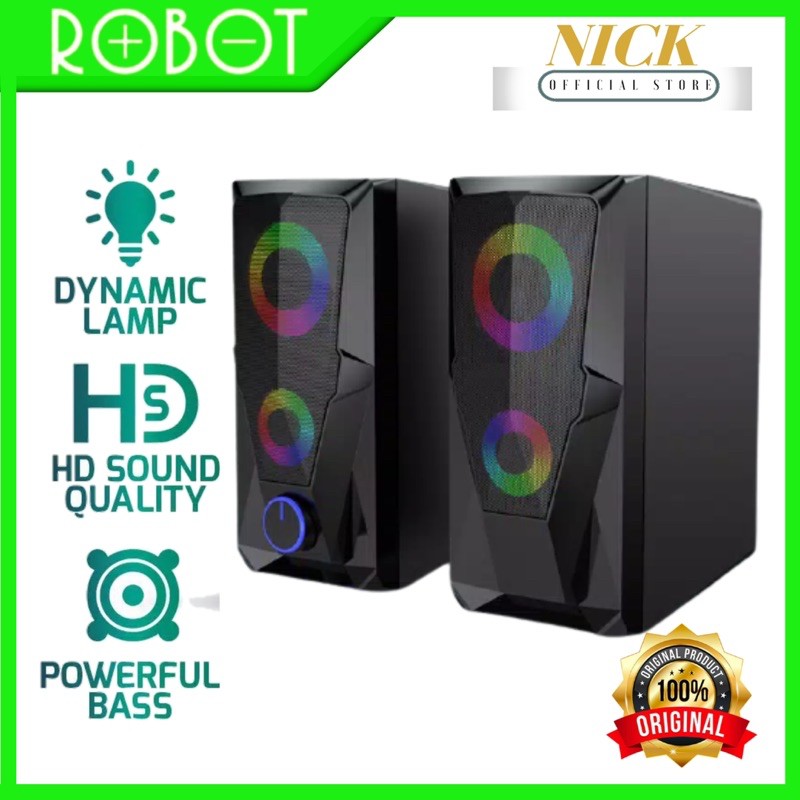 Jual SPEAKER GAMING ROBOT RS200 FULL BASS RGB Spiker Robot Gamen Speker ...