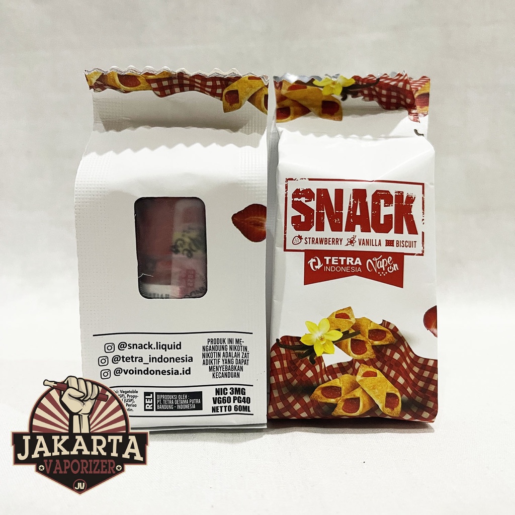 Jual SNACK V1 STRAWBERRY VANILLA BISCUIT 60ML 3MG 6MG BY TETRA x VAPEON ...