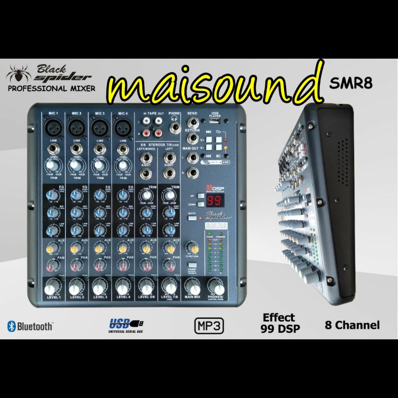 Jual MIXER AUDIO BLACK SPIDER SMR8 BLACKSPIDER SMR 8 CHANNEL ORIGINAL ...