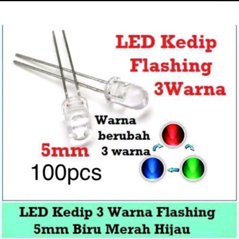 Jual 10 biji LED 5mm 3 warna RGB merah hijau biru | Shopee Indonesia