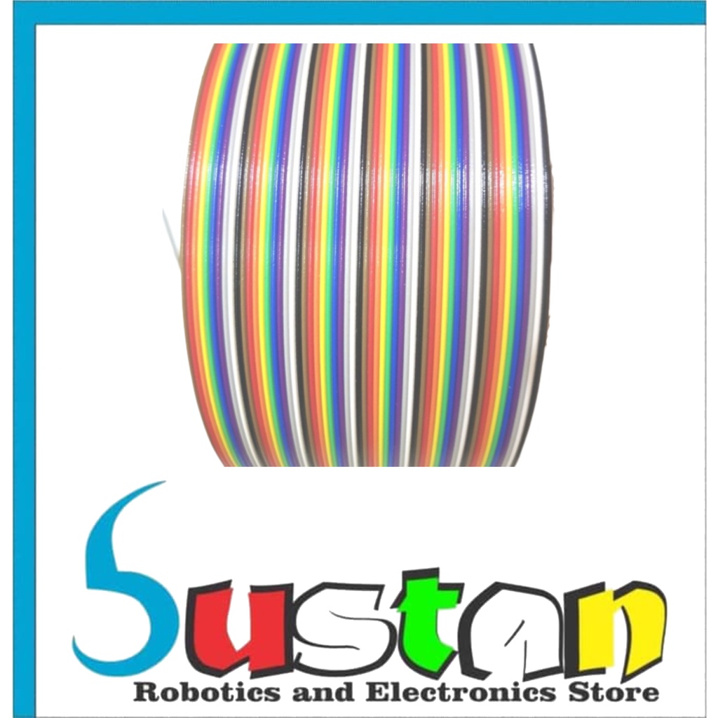 Jual KABEL PELANGI 60P PITCH 1.27MM FLAT CABLE RAINBOW 28AWG WIRE 60 ...
