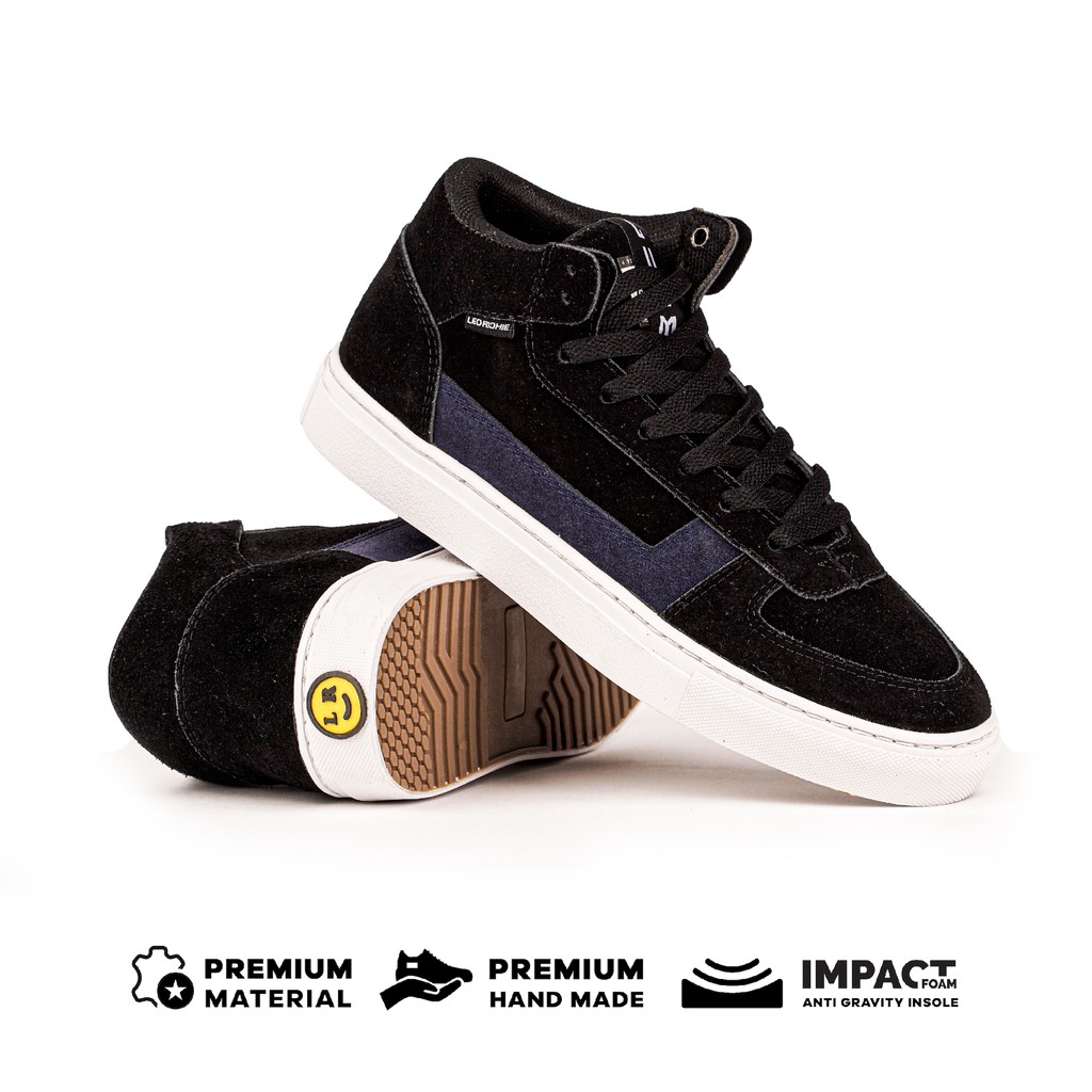 Jual LEO RICHIE - Sepatu Pria Wanita Luam Mid Black Navy | Shopee Indonesia
