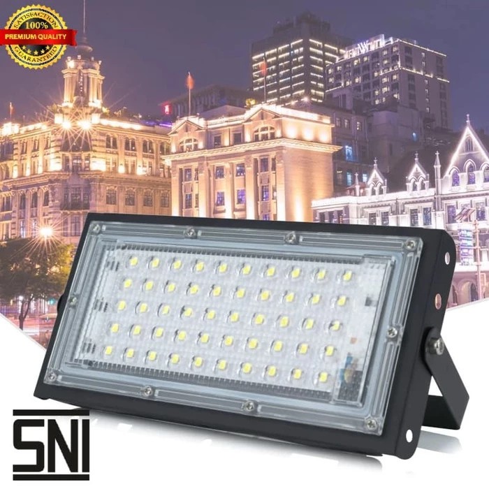 Jual LAMPU SOROT OUTDOOR FLOOD LIGHT 50 WATT 66 LED 220V SLIM SUPERBRIGHT - Putih | Shopee Indonesia