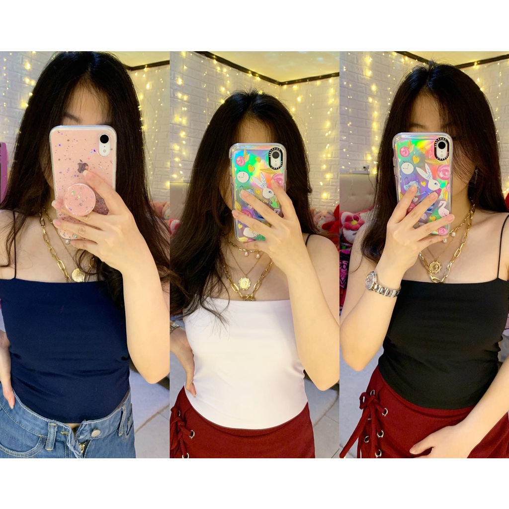 Jual (MY39) Plain Crop Tanktop Wanita Dewasa Polos Cotton Tebal Jersey Spandek Tebal Stretch ...