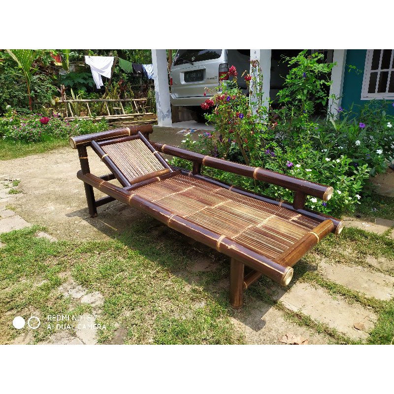 Jual Kursi/Bale Malas Bambu Hitam Untuk Bersantai | Tahan Air dan Sinar ...