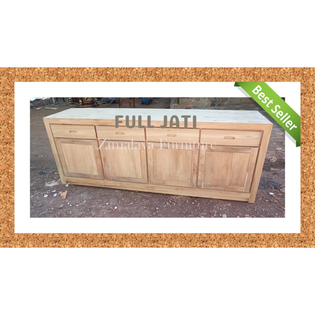 Jual Bufet Minimalis 4 Pintu Kayu Jati asli FULL JATI | Shopee Indonesia