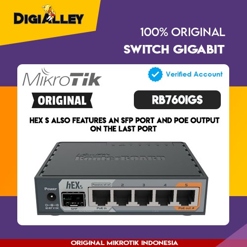 Jual Mikrotik Hex S RB760iGS RouterBoard Original Gigabit Ethernet ...