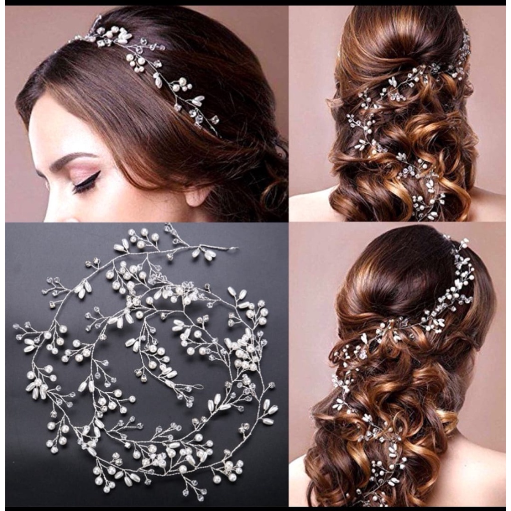 Jual Hiasan Rambut Pearl Crystal Vine | Shopee Indonesia
