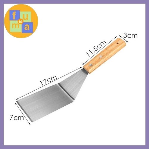 Jual teppan spatula stainless steel / kape martabak gagang kayu ...