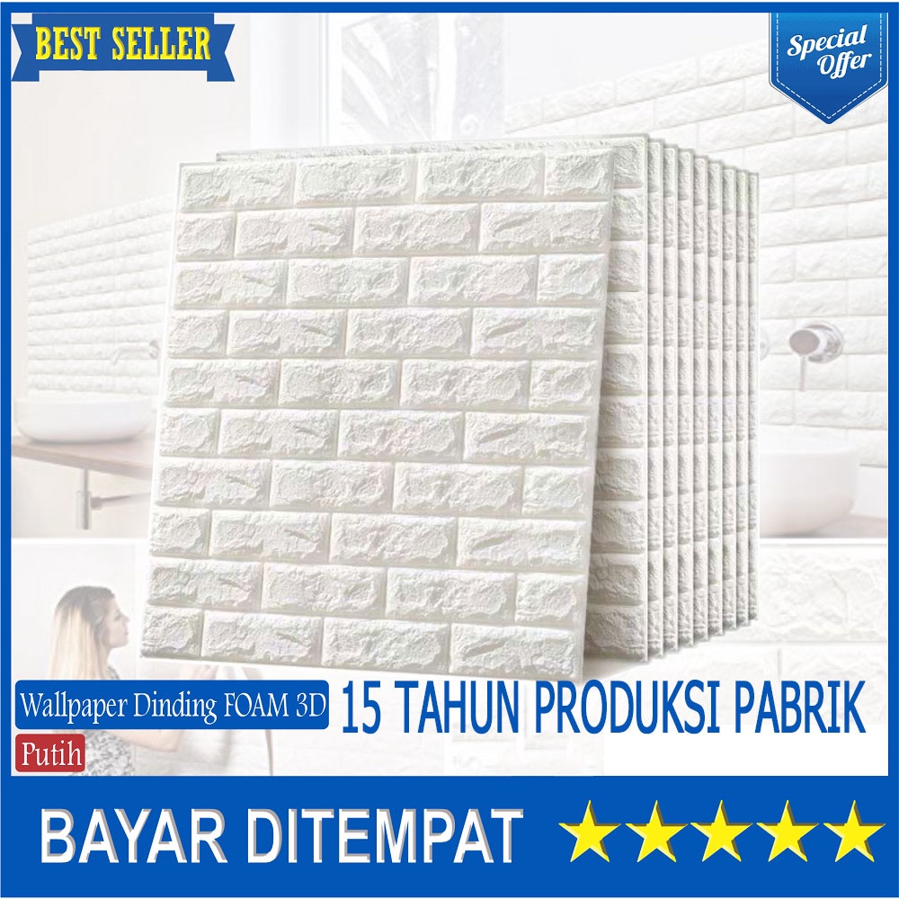 Jual setengah harga PAKET 10 LEMBAR Wallpaper Dinding 3D Foam Wallpaper ...