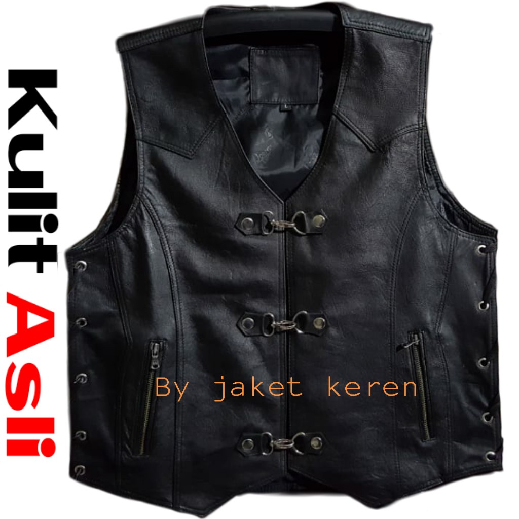 Jual Rompi Motor kulit asli Bikers touring Jaket rompi | Shopee Indonesia