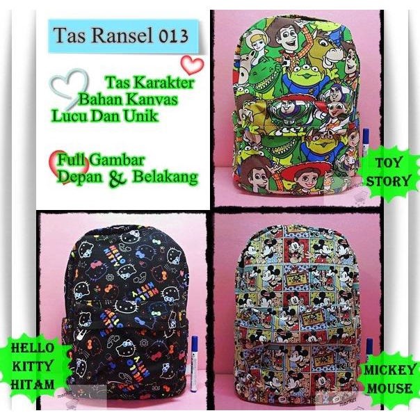 Jual Harga Murah Tas Ransel Kanvas Toy Story Hello Kitty Mickey Mouse Line Tas Sekolah | Shopee ...