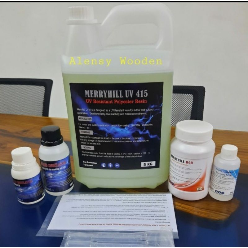 Jual Resin merryhill UV 415 5 kg + Super isolator Untuk ke kayu ...