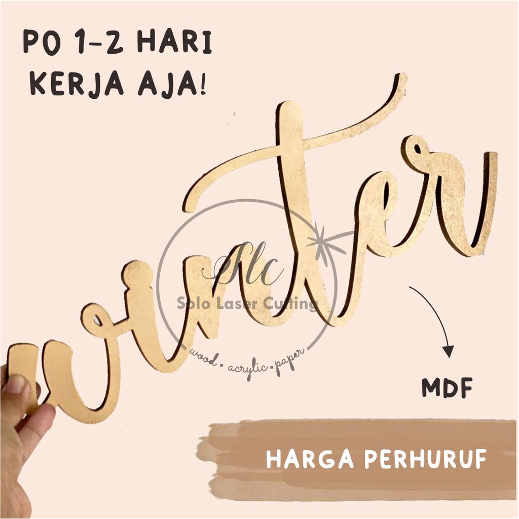 Jual HARGA PER HURUF Huruf Kayu ukuran tinggi 5 cm MDF 3 mm / backdrop ...