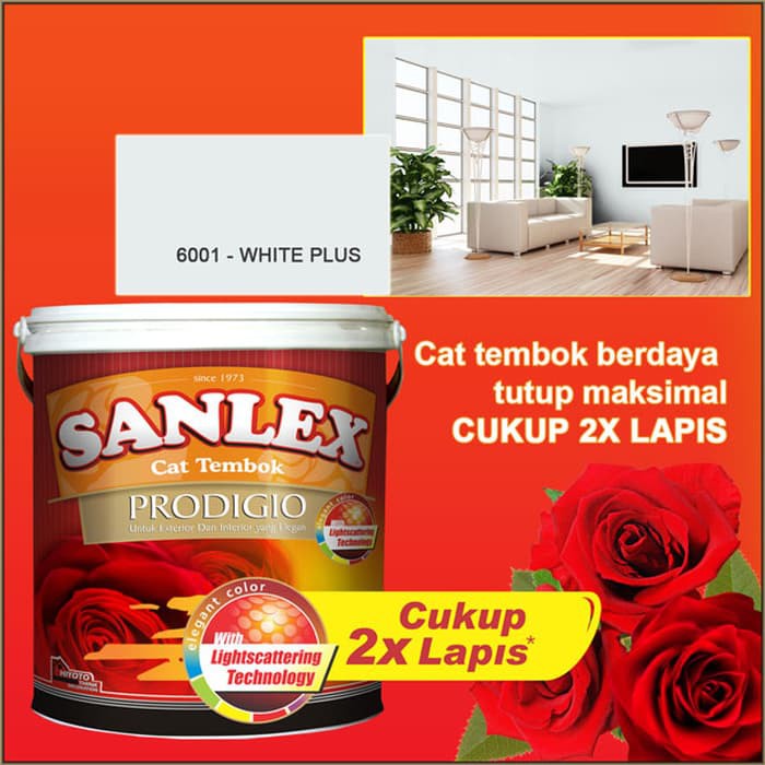 Jual Cat Tembok SANLEX PRODIGIO Warna 6001 WHITE PLUS Kemasan Galon 5 ...