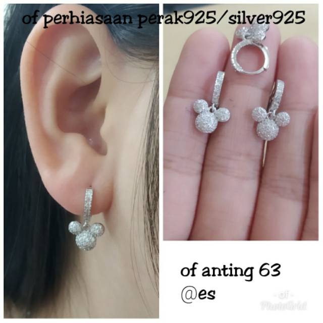Jual ANTING JEPIT GANTUNG MIKI SILVER 925 ASLI PERAK 925 LAPIS EMAS PUTIH KODE 63 ajg. | Shopee ...