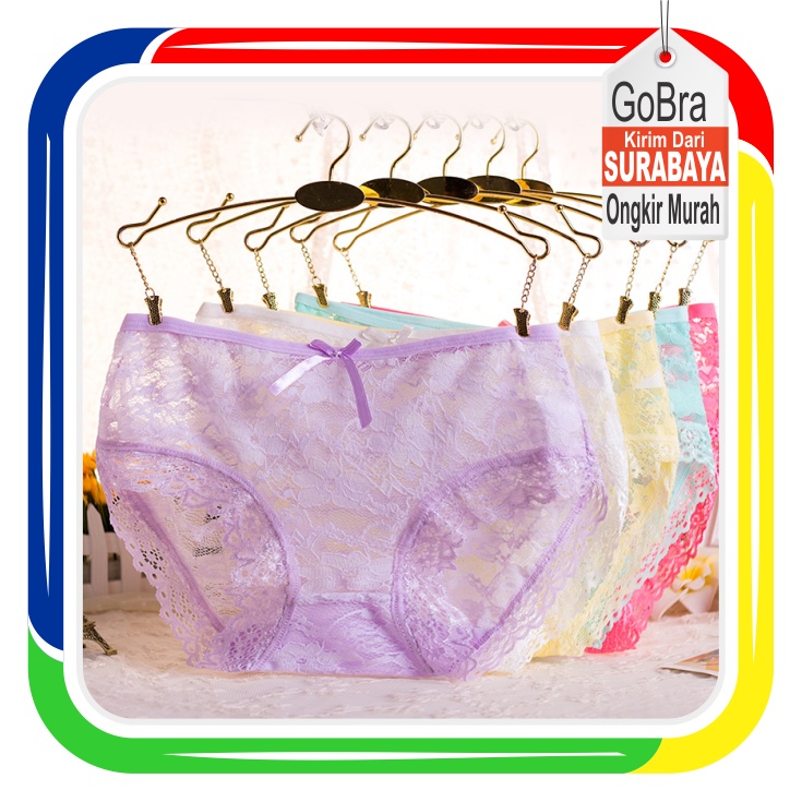 Jual Gobra ♕ PW076 CD Women Bunga Panties Wanita One Piece Celana Pakaian Panty Sexy Polos Lace ...