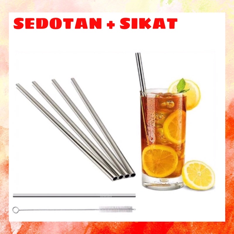 Jual PAKET SEDOTAN STAINLESS BESI + SIKAT SEDOTAN LURUS STRAW ANTI ...