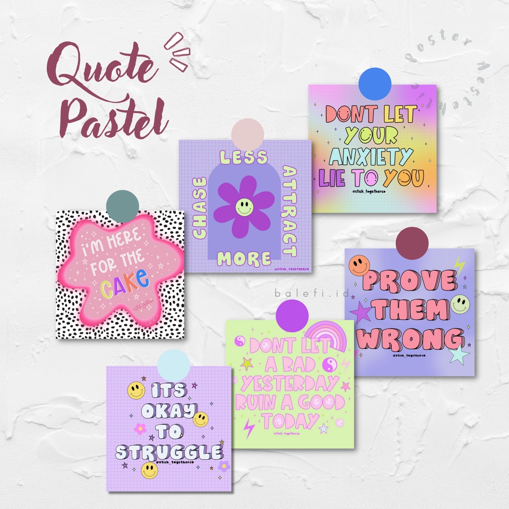 Jual 24Pcs Walldecor ala korea Pastel Quote / Hiasan dinding ala korea ...