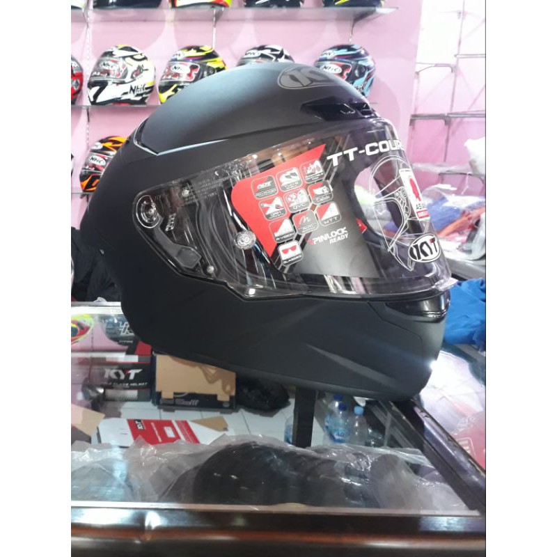Jual KYT TT COURSE SOLID BLACK DOFF ORIGINAL & PAKET GANTENG | Shopee ...