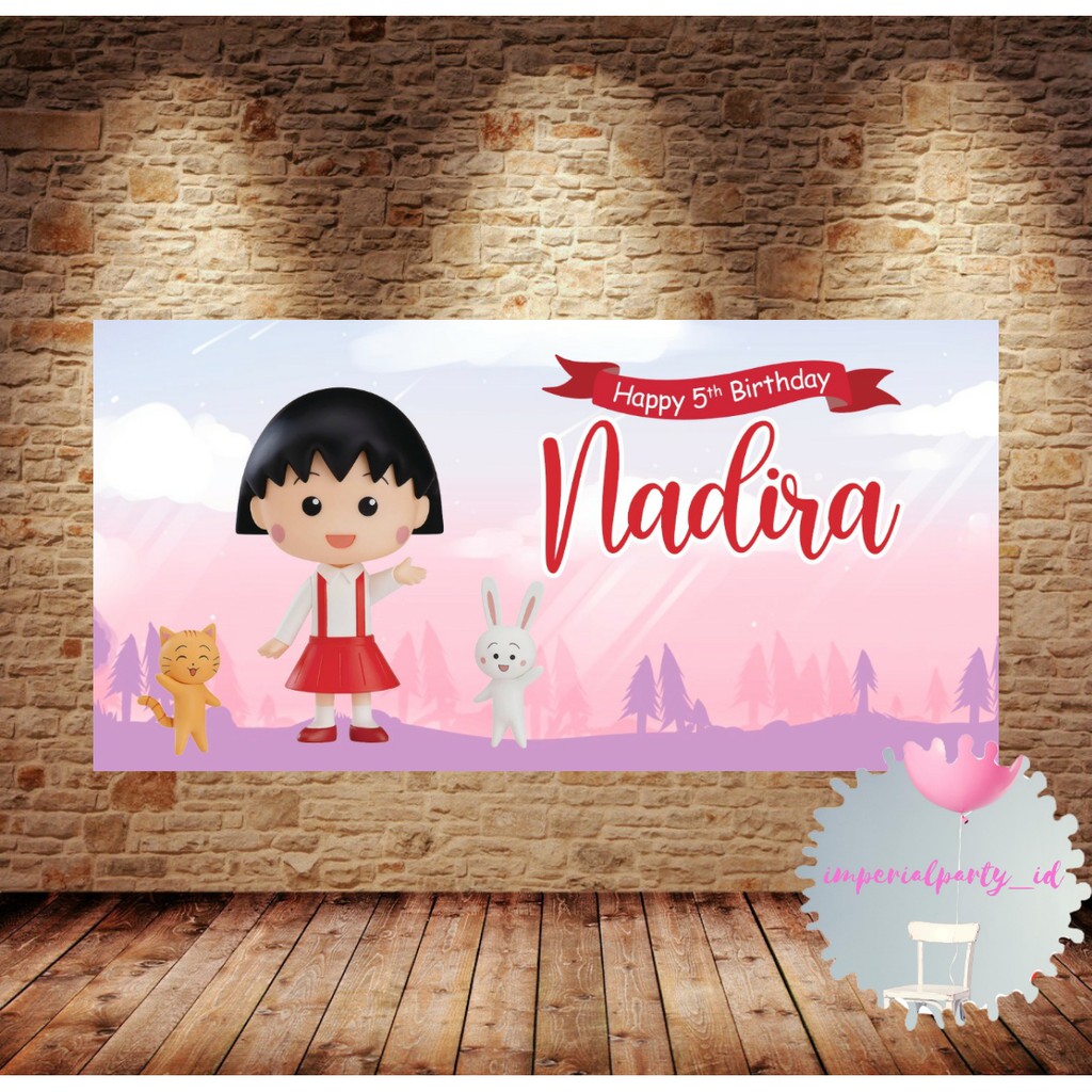 Jual Custom Backdrop Banner Spanduk Happy Birthday Chibi Maruko Chan ...