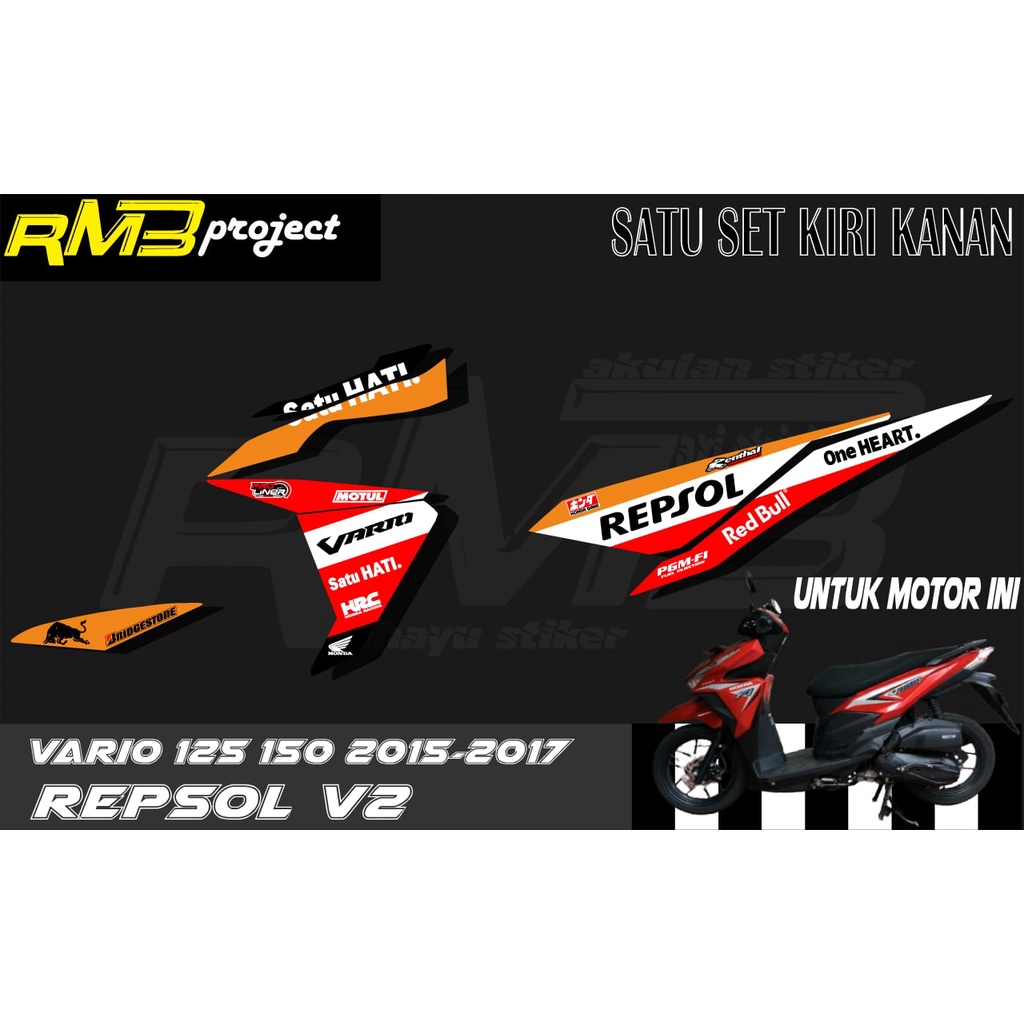 Jual Stiker striping Honda Vario 125 150 2015-2017 Repsol v2 | Shopee ...