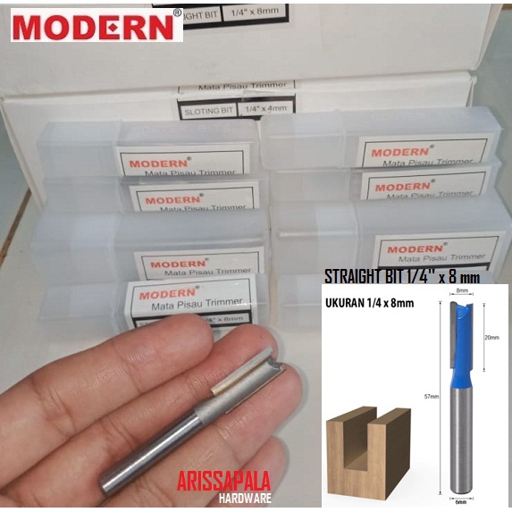 Jual Mata Profil Straight Bit 8 mm Mata Router Trimmer Lunci Lubang ...