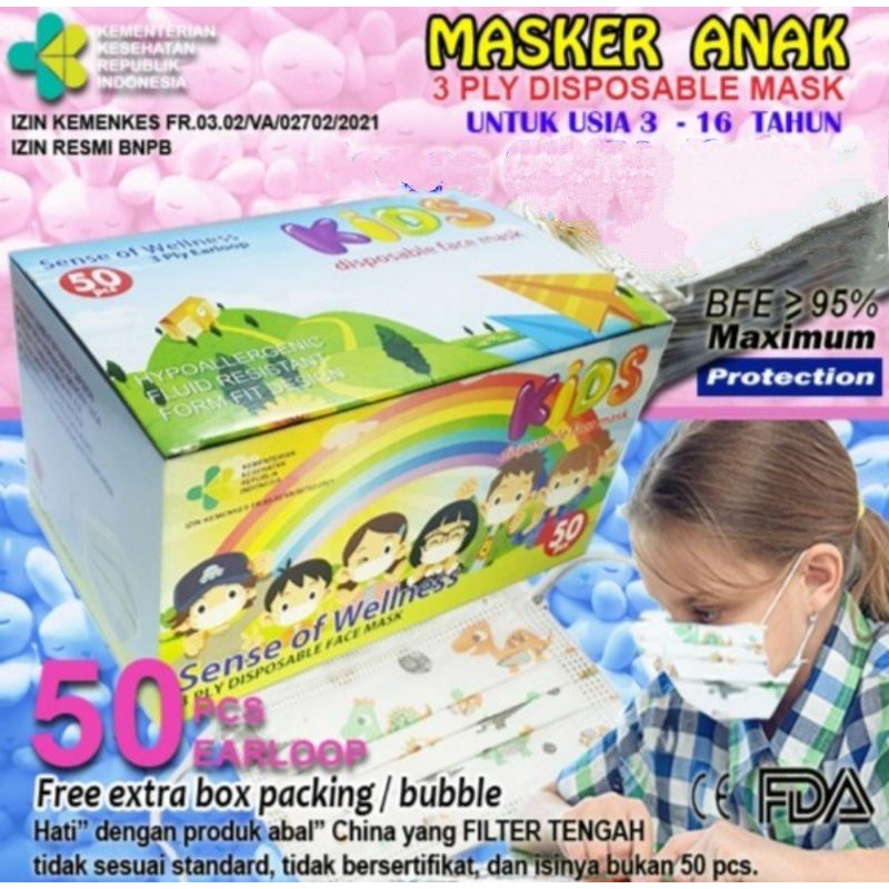 Jual Masker Anak 3Ply Disposable FaceMask ( KIDS MOTIF ) | Shopee Indonesia