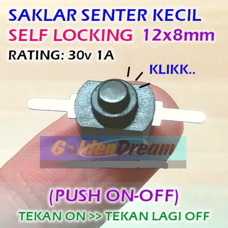 Jual Saklar Senter Kecil 2 Kaki Self Locking Push On Off Switch 30v 1A ...