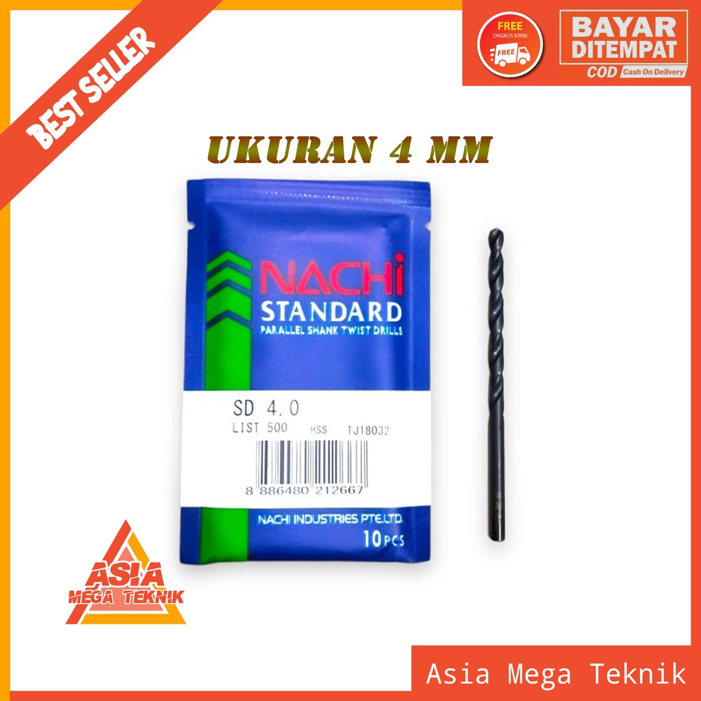 Jual NACHI mata bor besi eceran 3mm 4mm 4.5mm 5.5mm 6mm 7mm 8mm 10mm twist drill hss Original ...