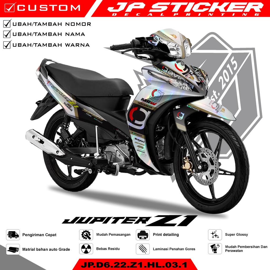 Jual Stiker Decal Yamaha JUPITER Z1 Hologram Pelangi, Chrome Full Body ...