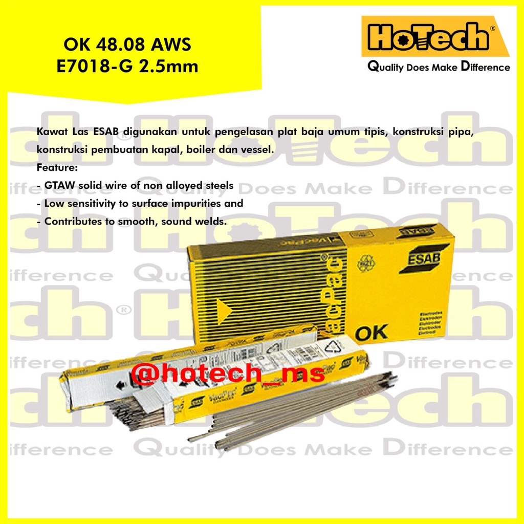 Jual ESAB OK 48.08 | AWS E7018-G | Size 2.5mm x 350mm | Welding ...