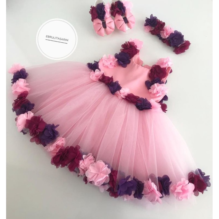 Jual Dress baby girl/Gaun anak gratis sepatu dan bando/BB 3kg sampai ...