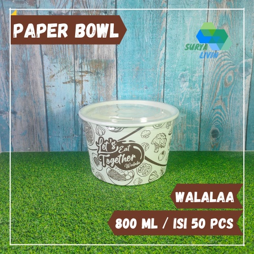 Jual Paper Bowl / Rice Bowl / Mangkok Nasi Kertas 800 ml + Tutup ...
