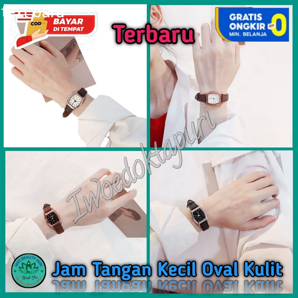 Jual Jam Tangan Wanita Kulit Oval Kecil KT-01 Analog Dial Kotak Import Korea Kekinian Keren ...