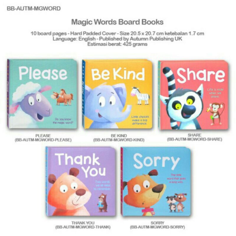 Jual Manners Board Book Magic Word Series : Be Kind / Share / Sorry ...