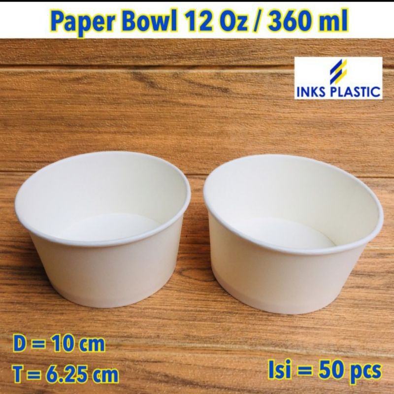 Jual PAPER BOWL 12 OZ/360 ML (ISI 50 PCS) | Shopee Indonesia