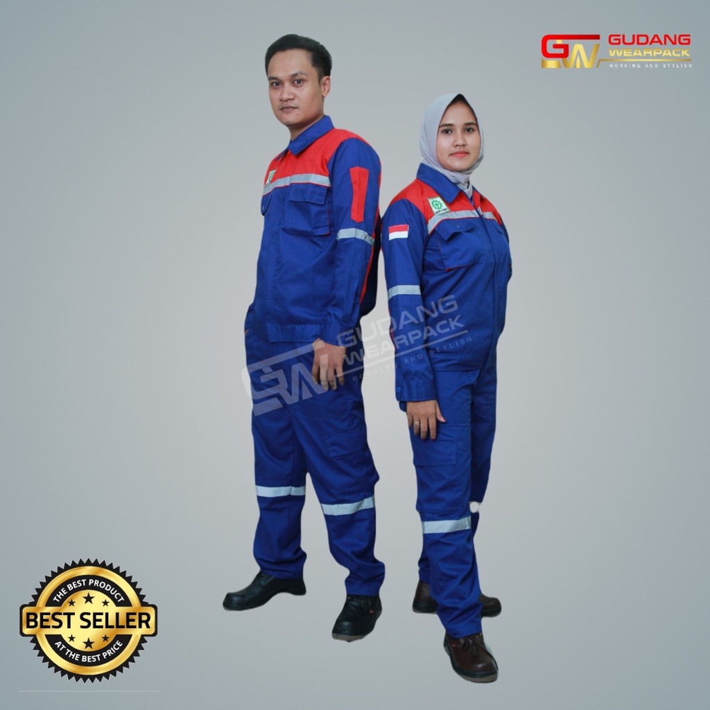 Jual Setelan Wearpack (Baju dan Celana kerja) Warna Benhur Merah (1 set ...