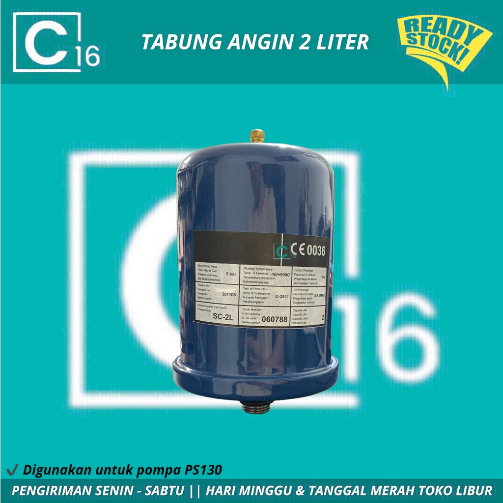 Jual Tabung Tangki Pompa Air PS-130 Original / Tabung Angin 2 Liter ...