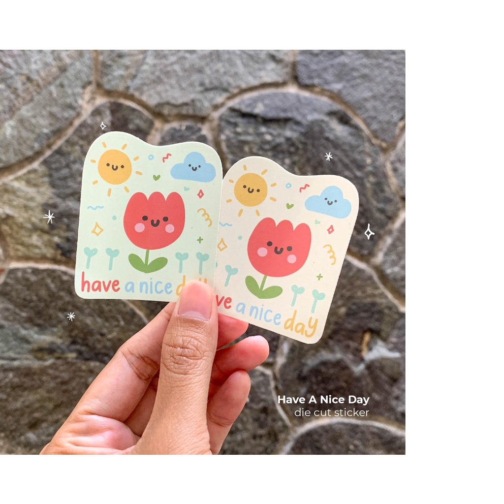 Jual Have A Nice Day diecut sticker - Stiker Ilustrasi Bunga Tulip ...