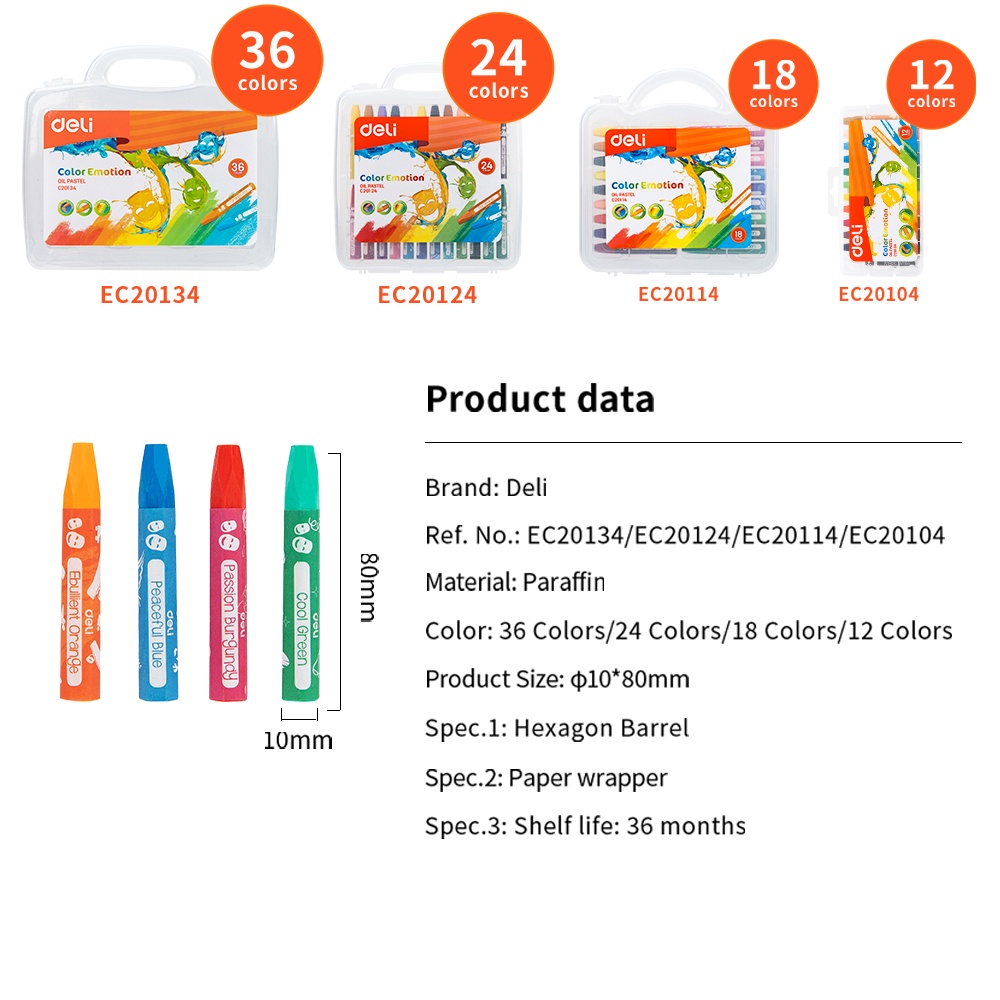 Jual Deli Oil Pastel Crayon 12/24/36 Warna cerah sempurna tidak beracun ...