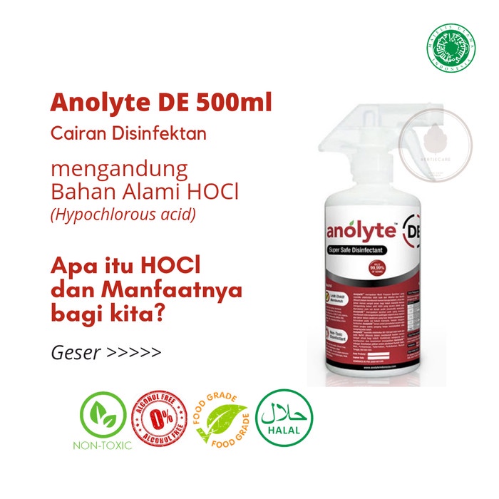 Jual Anolyte DE 500 ml Desinfektan Food Grade dgn Hypochlorous acid ...