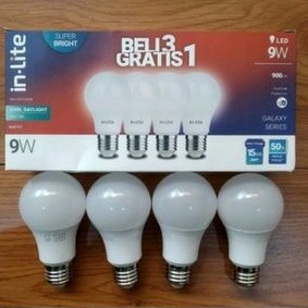 Jual led inlite 9w harga per dus isi 4pc lampu e27 | Shopee Indonesia