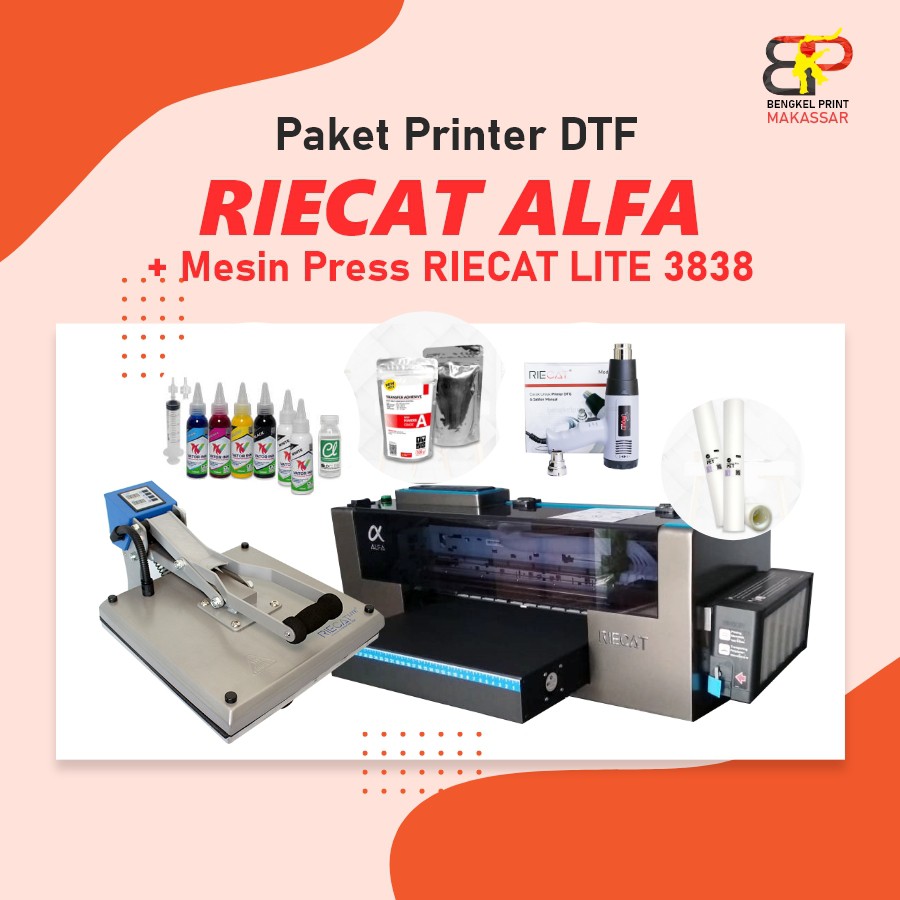 Jual Paket Usaha Sablon DTF Mesin Printer RIECAT Alfa Gen 1 + Mesin Press | Shopee Indonesia