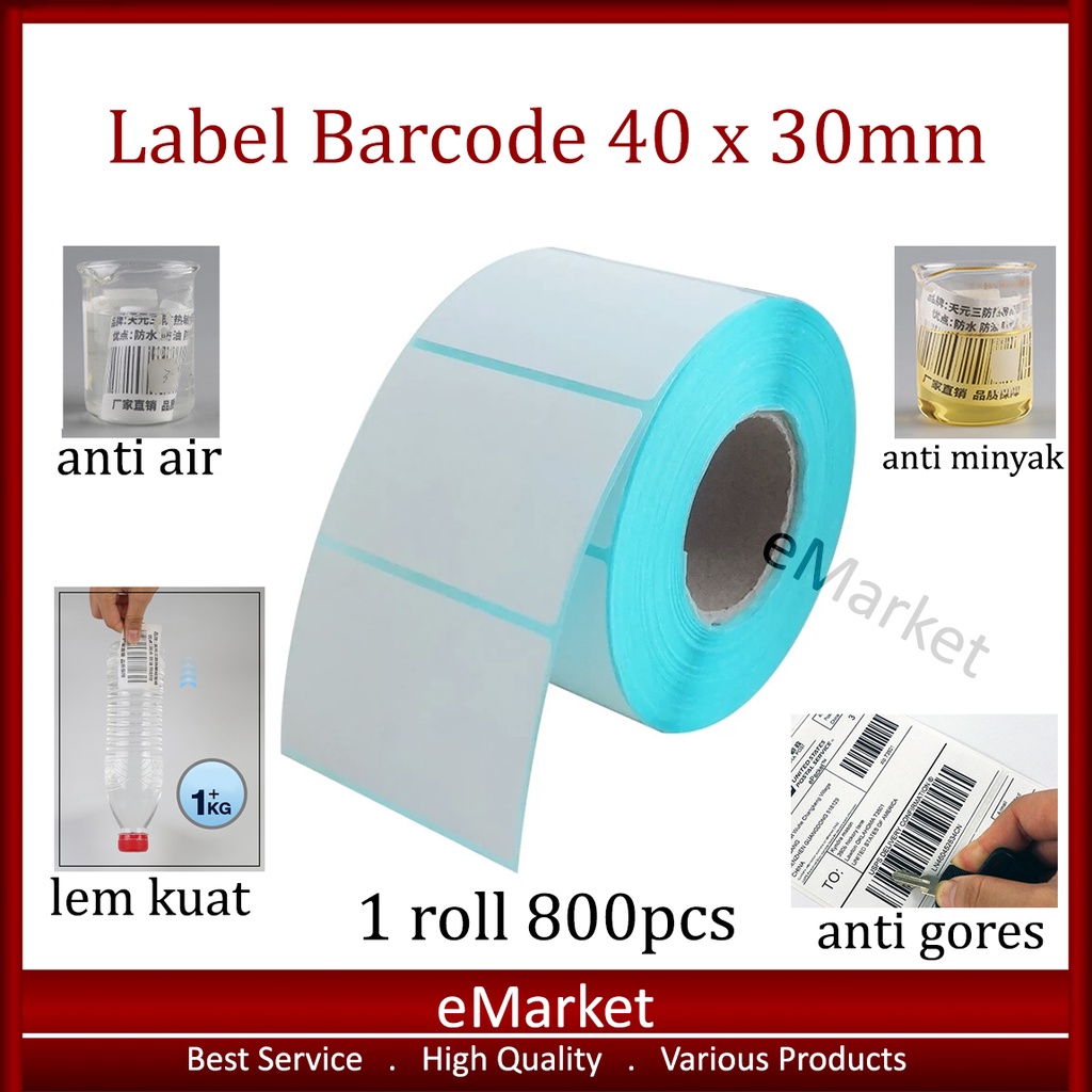 Jual Kertas Thermal Label Barcode 40 x 30 mm 800pcs / Sticker Termal ...